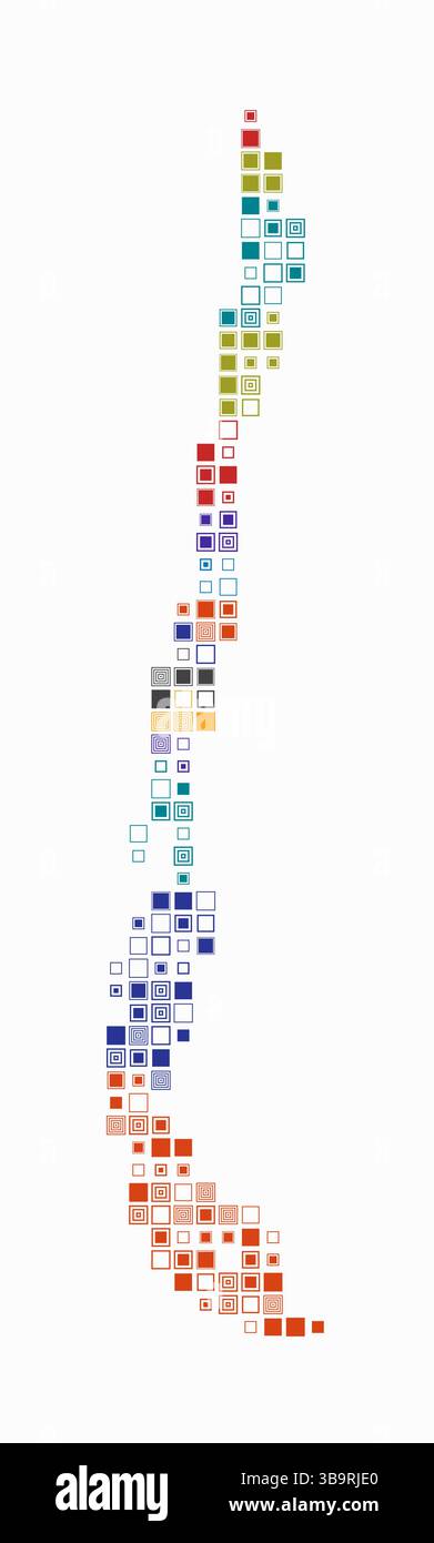 Chile, shape of the country build of colored cells. Digital style map ...