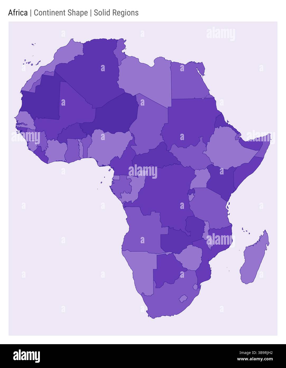 Africa. Simple vector map. Continent shape. Solid regions style. Border ...