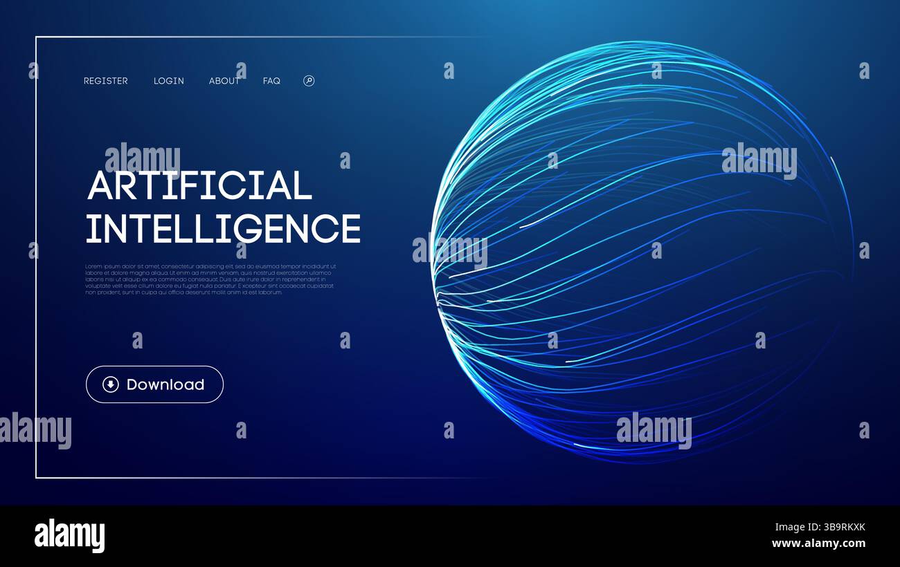 Digital abstract sphere with flowing lines illustrating artificial intelligence concepts Stock ...