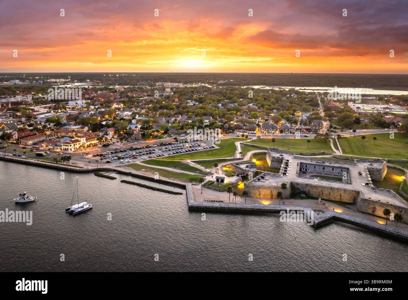 Aerial view of Castillo de San Marcos in St Augustine, Florida at ...