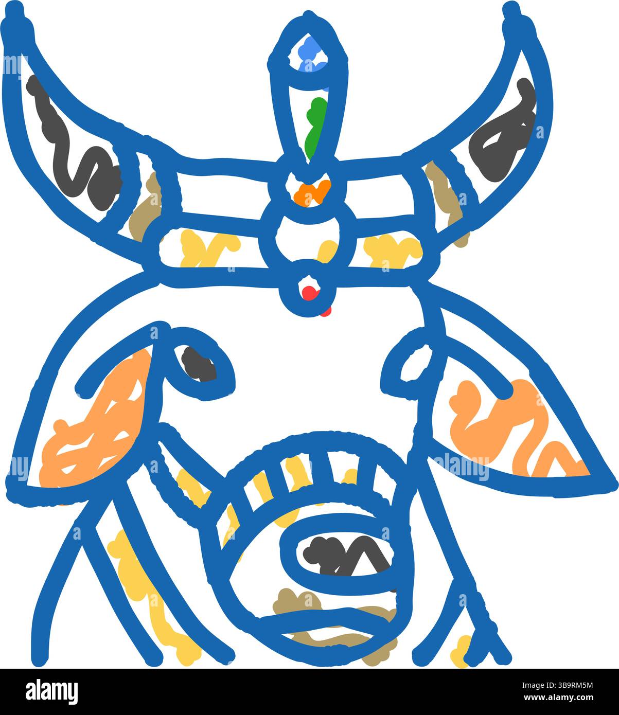 cow sacred animal hinduism icon doodle illustration Stock Vector Image ...