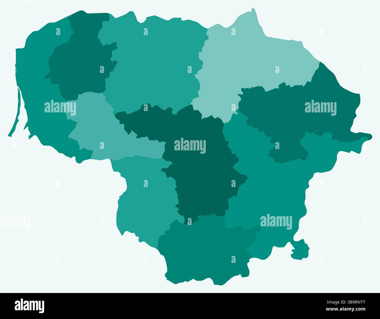 Map of Lithuania with regions. Just a simple country border map with ...