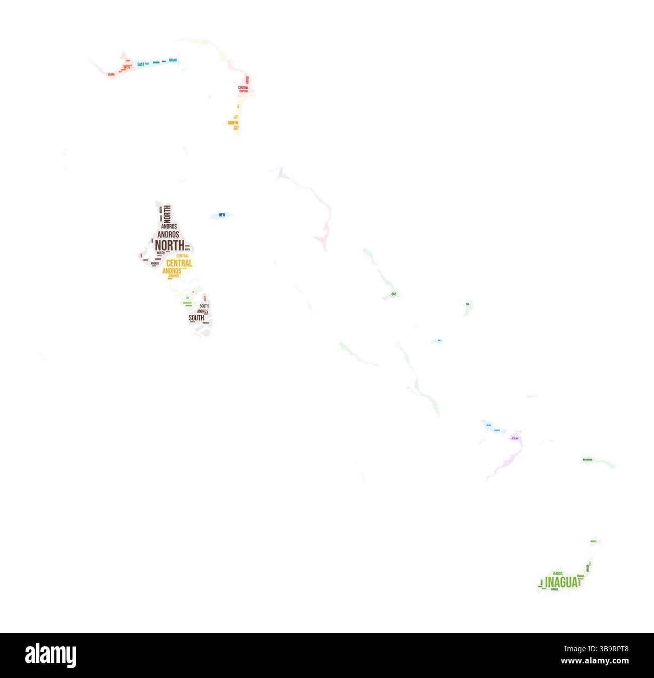 Bahamas region word cloud. Country shape design. Bahamas colored ...