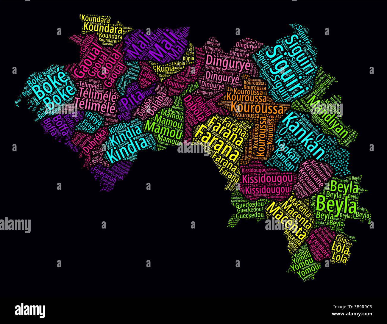 Guinea Word Cloud. Region names of the country in French language ...