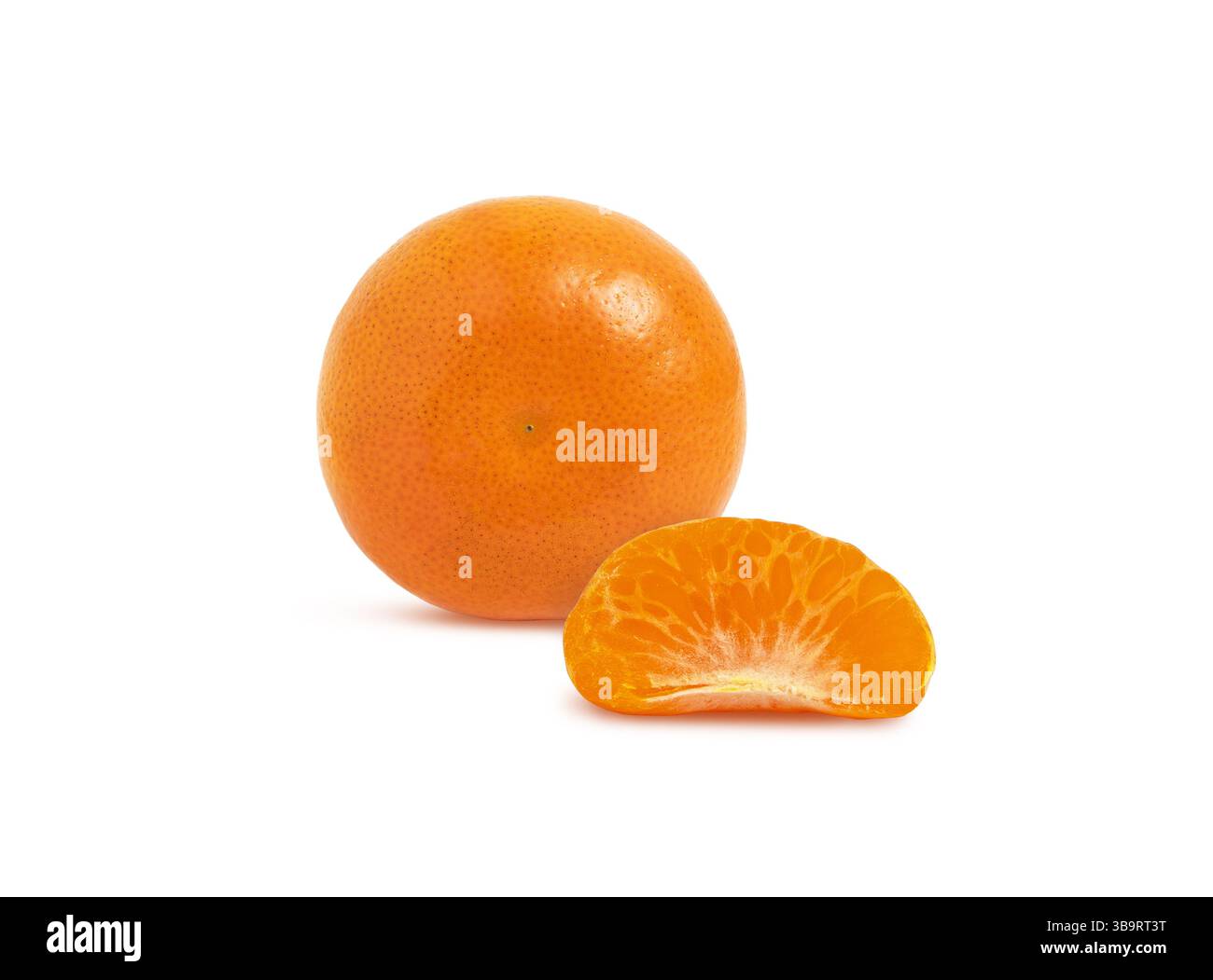 Clementine or mandarin fruit and a slice isolated on white background ...