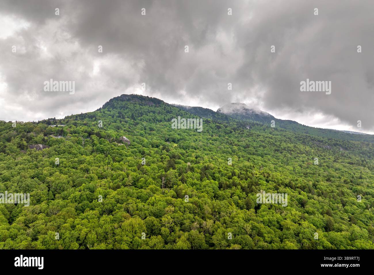 Grandfather Mountain with stone cliffs and mountain forest in ...