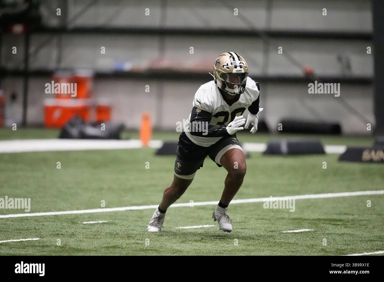 New Orleans Saints running back Devin Neal (30) goes through drills ...