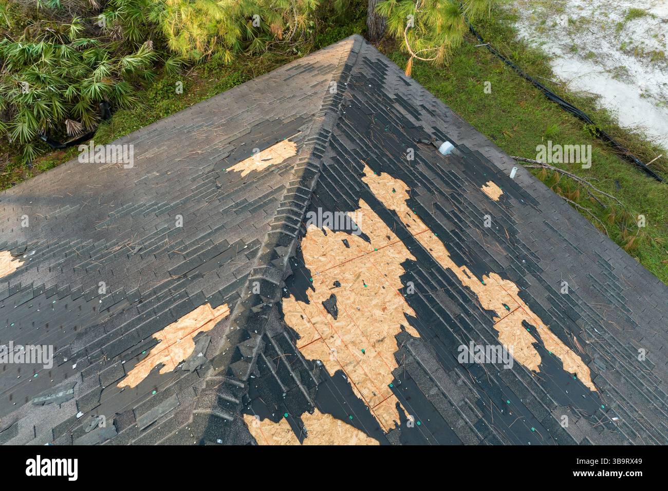 Natural disaster and its consequences. Hurricane Ian destroyed house ...