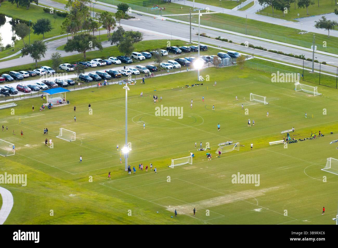 Public sports arena in North Port, Florida with school kids playing ...