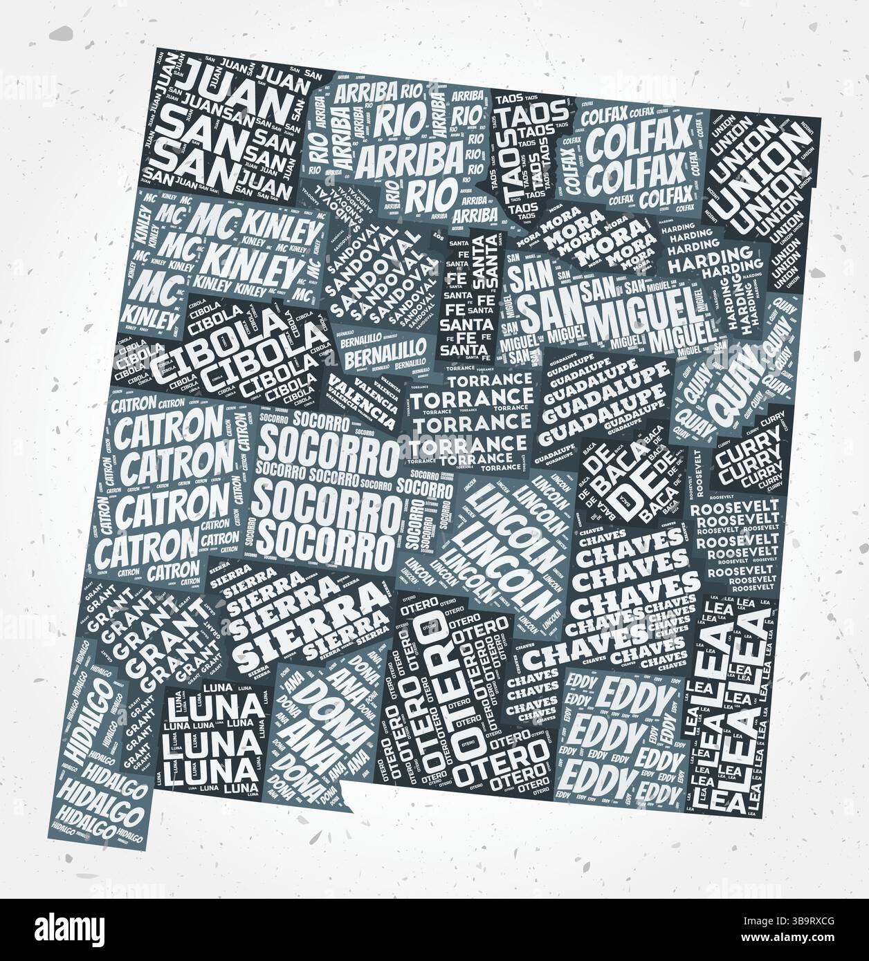 New Mexico counties word clouds. State shape on textured background ...
