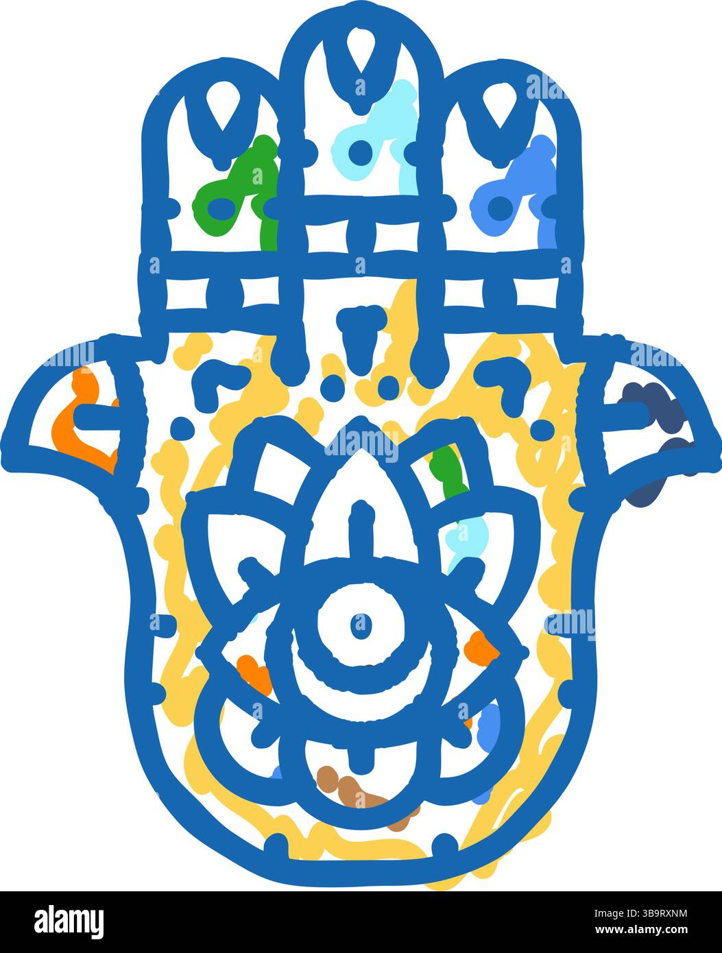 hamsa hand islam muslim icon doodle illustration Stock Vector Image ...