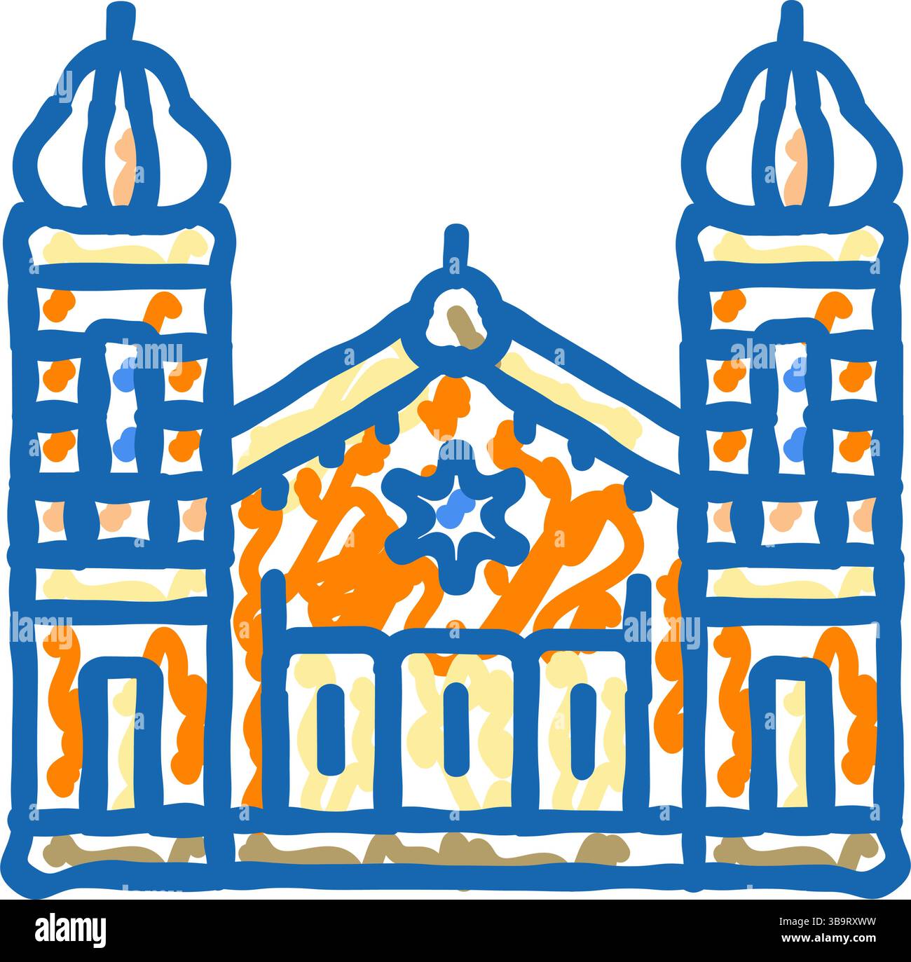 synagogue building jewish icon doodle illustration Stock Vector Image ...