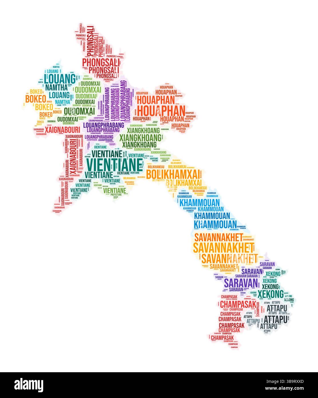 Laos region word cloud. Country shape design. Laos colored illustration ...