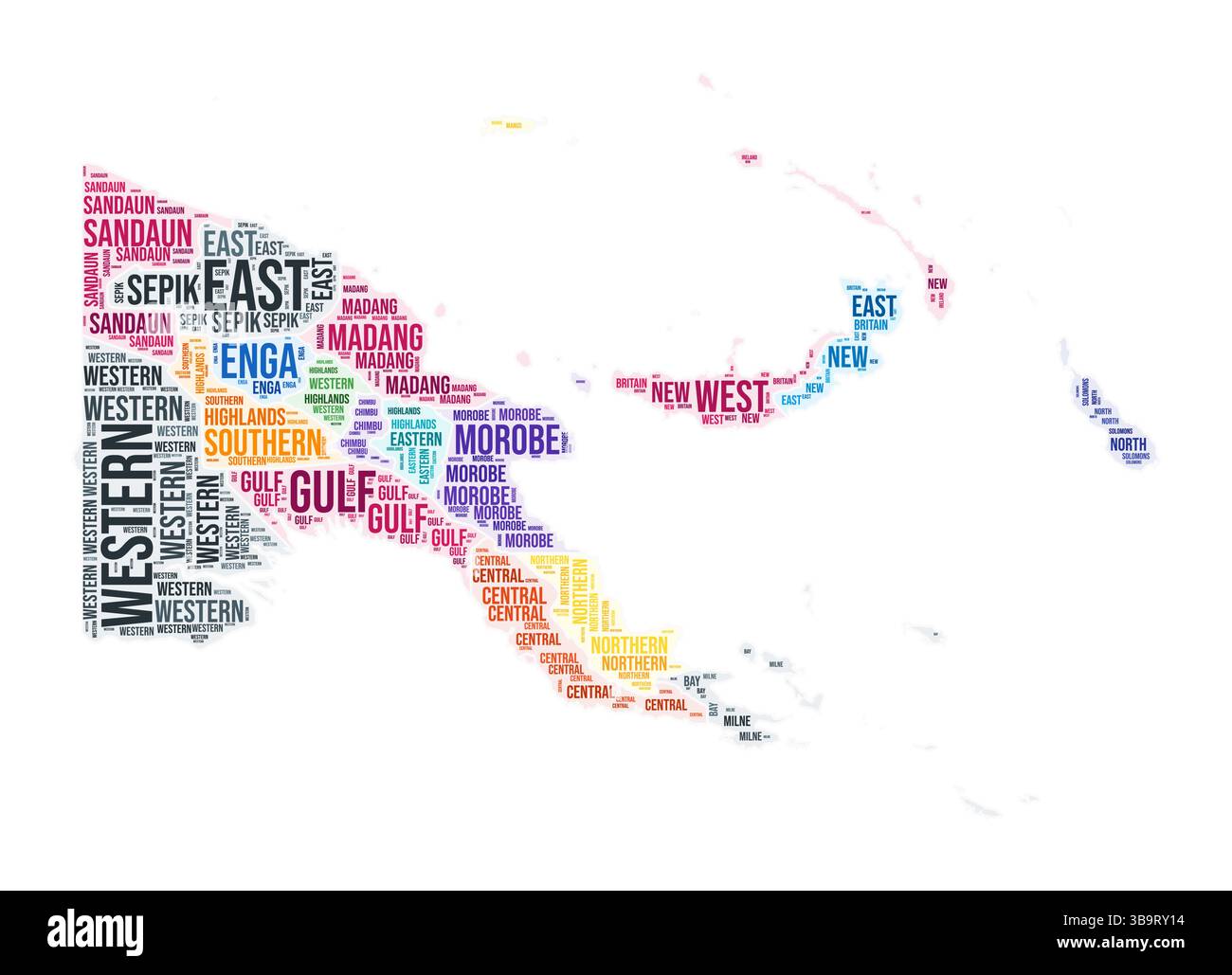 Papua New Guinea region word cloud. Country shape design. Papua New ...
