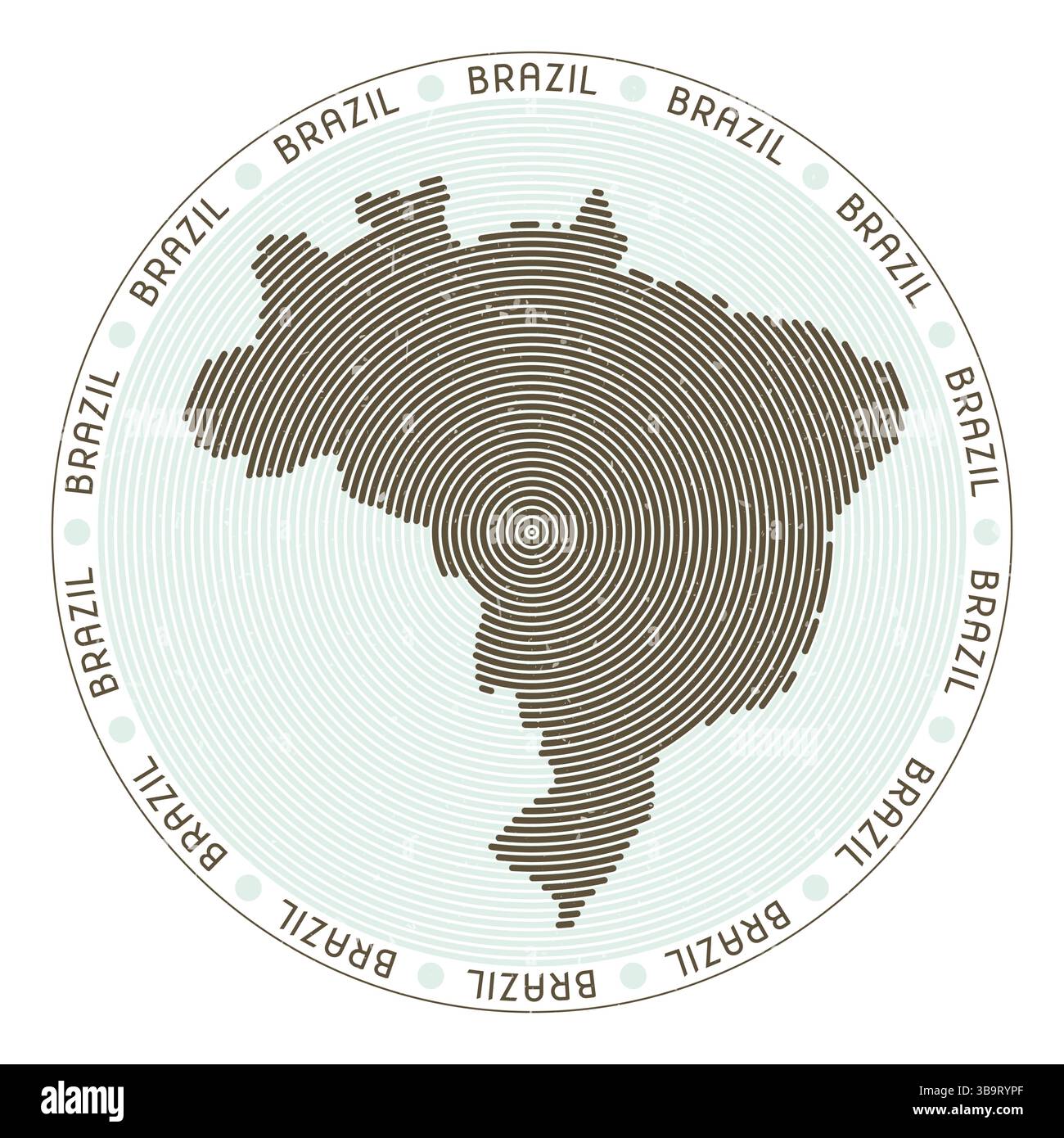 Brazil shape radial arcs. Country round icon. Brazil logo design poster ...