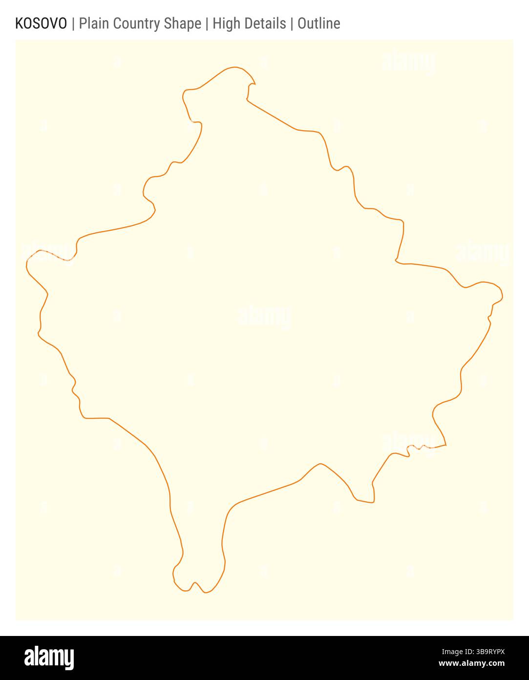 Kosovo plain country map. High details. Outline style. Shape of Kosovo ...
