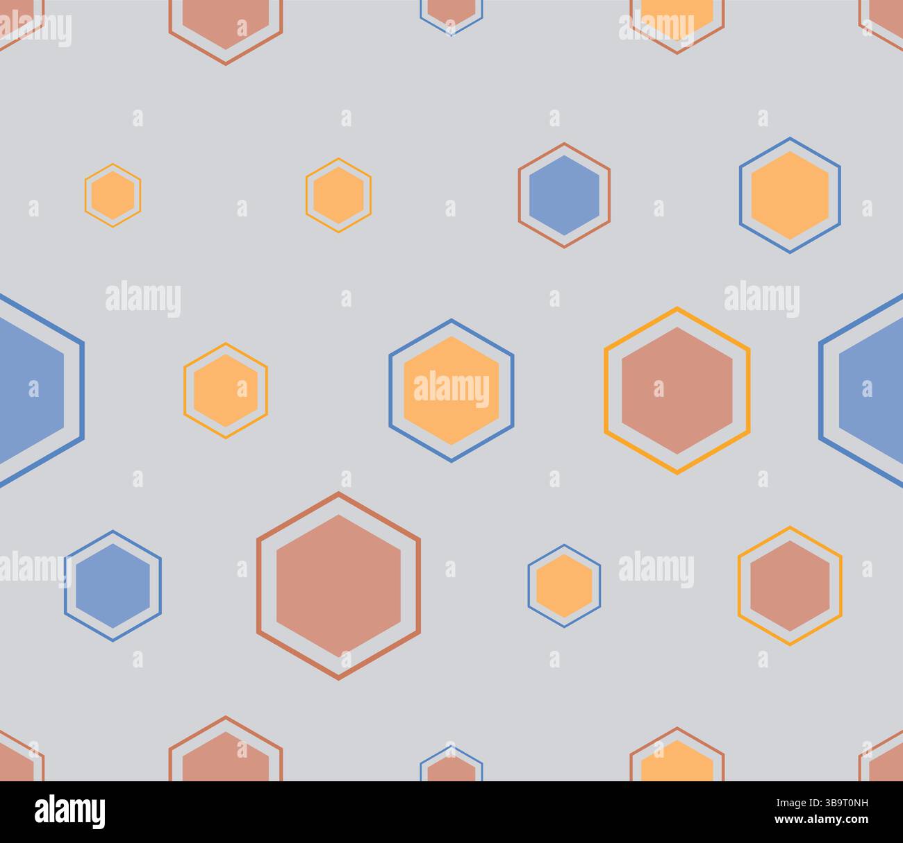 Seamless geometric pattern. Multicolored geometric elements of varied sizes. Hexagon mosaic ...