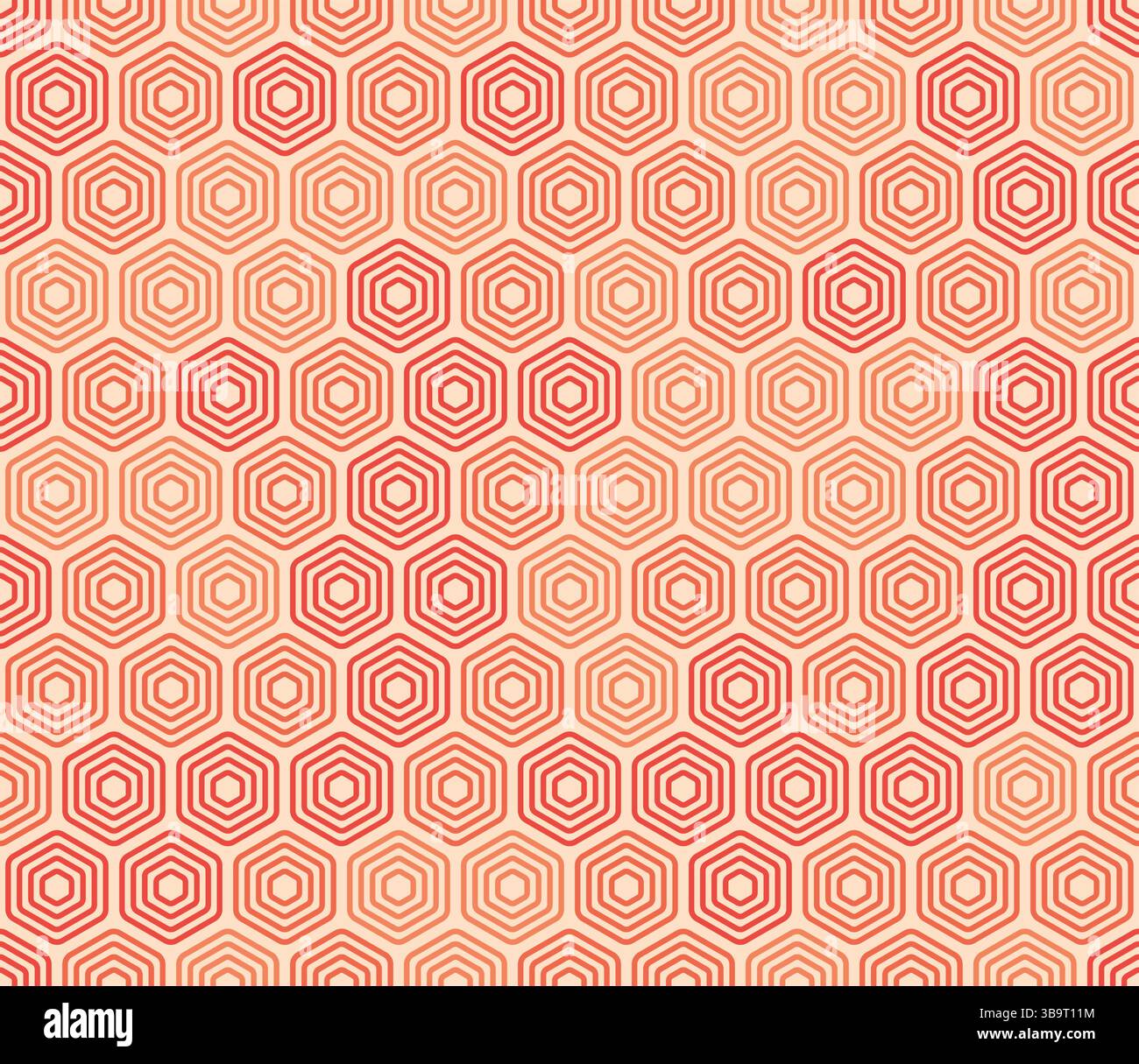 Hexagon vector pattern. Bold stacked rounded hexagons mosaic cells. Red color tones. Hexagonal ...