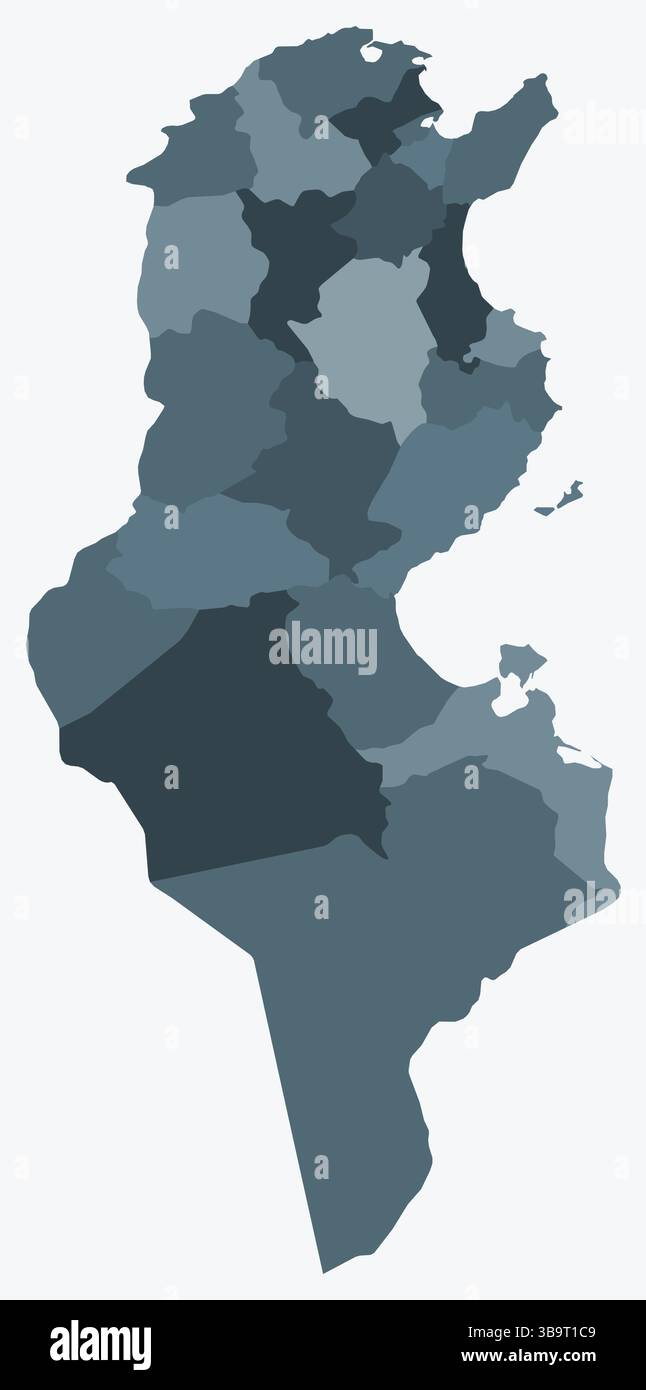 Map of Tunisia with regions. Just a simple country border map with ...