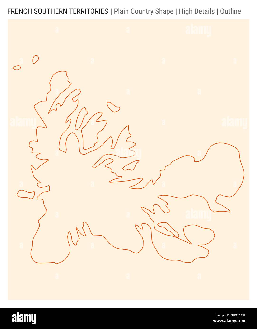 TAAF plain country map. High details. Outline style. Shape of TAAF ...