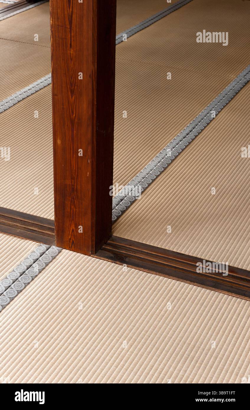 Pattern of traditional Japanese grass tatami floor mats with edging ...
