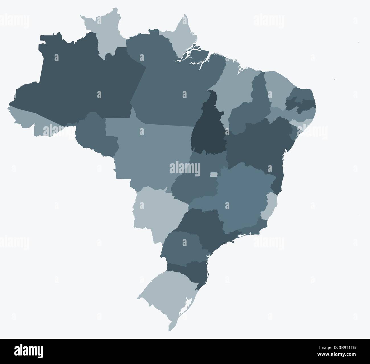 Map of Brazil with states. Just a simple country border map with state ...