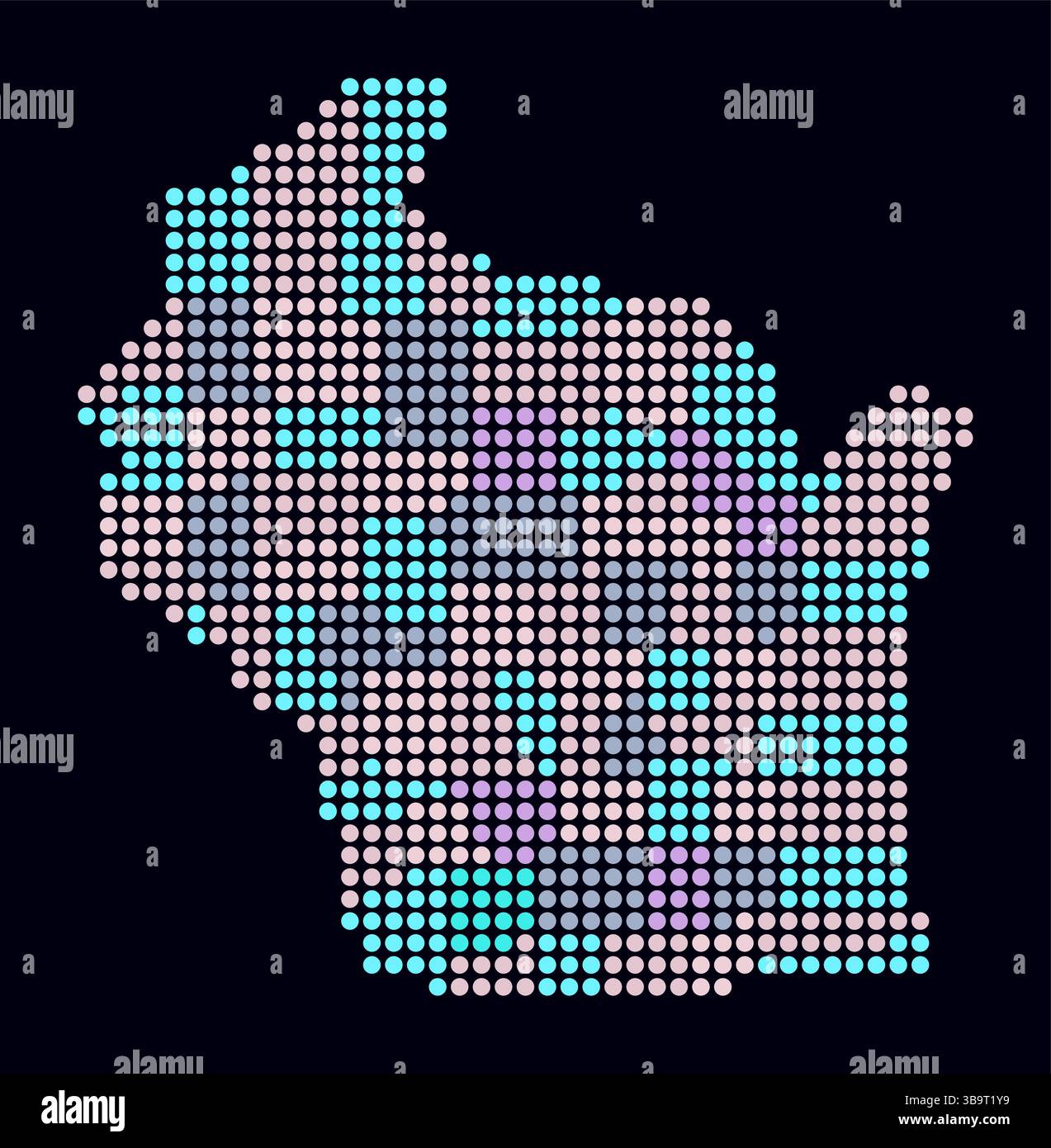 Wisconsin dotted map. Digital style map of the state on a dark ...