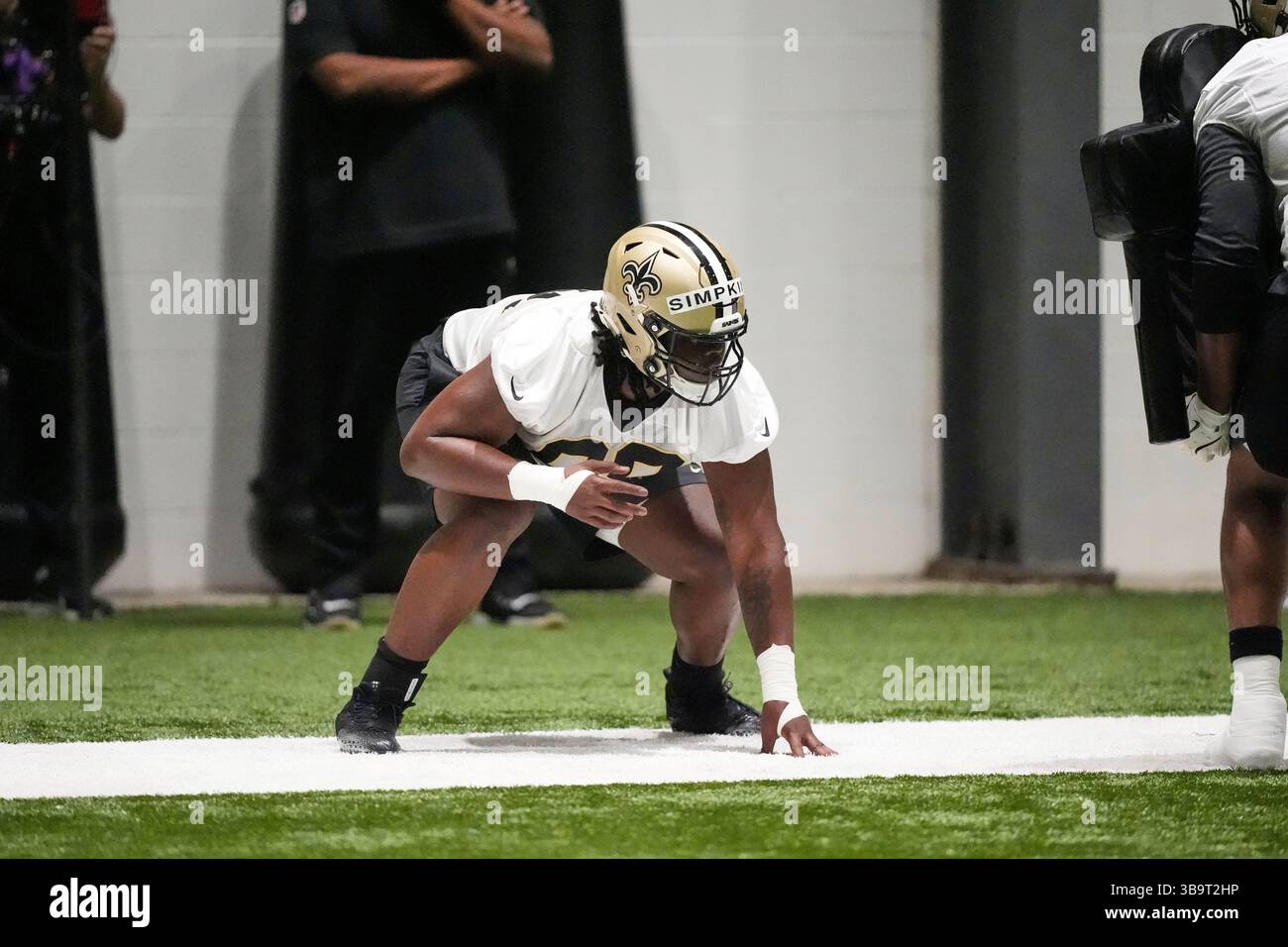 New Orleans Saints guard Torriccelli Simpkins III (68) goes through ...