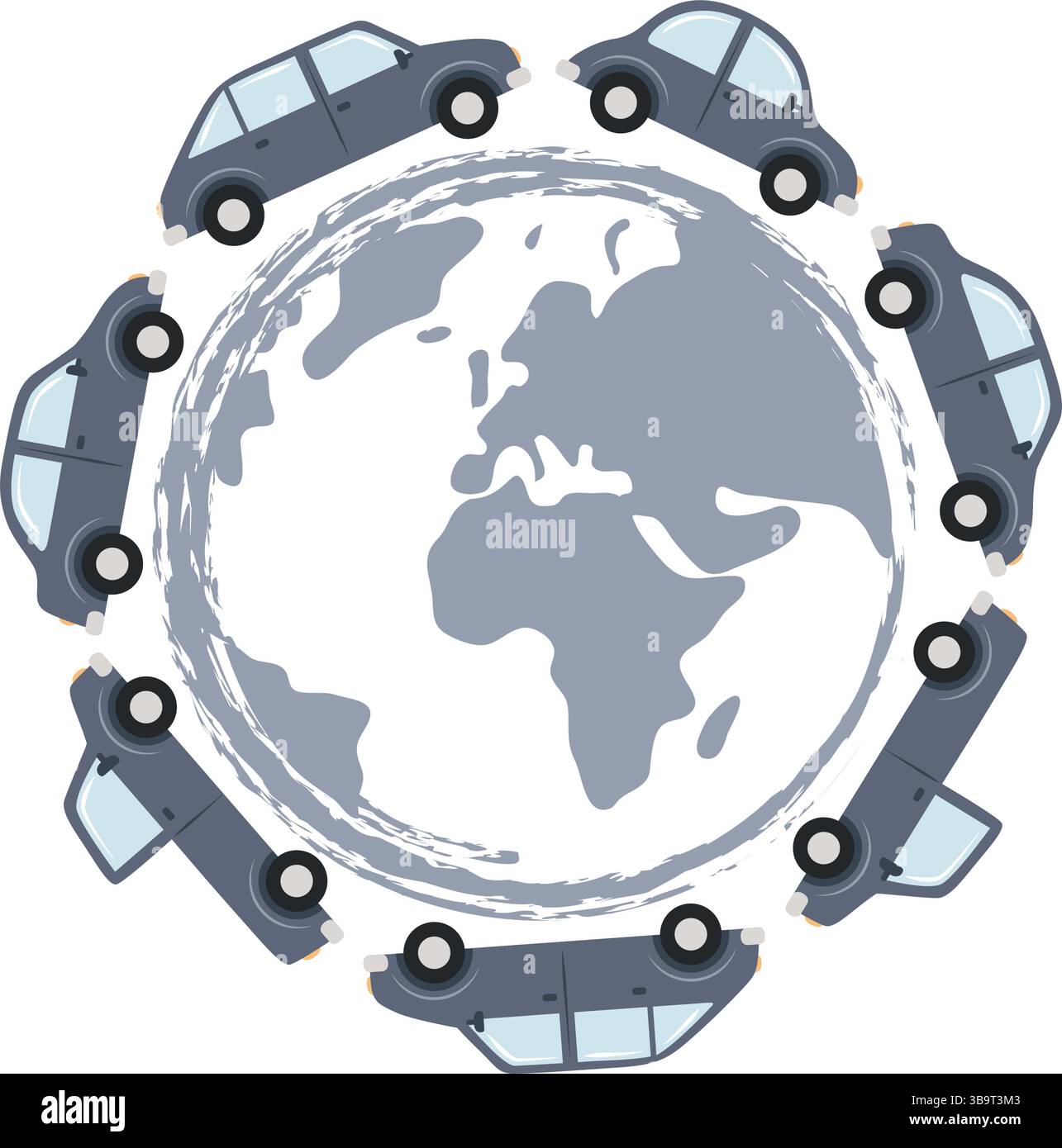 different cars drive around the world isoalted vector illustration ...