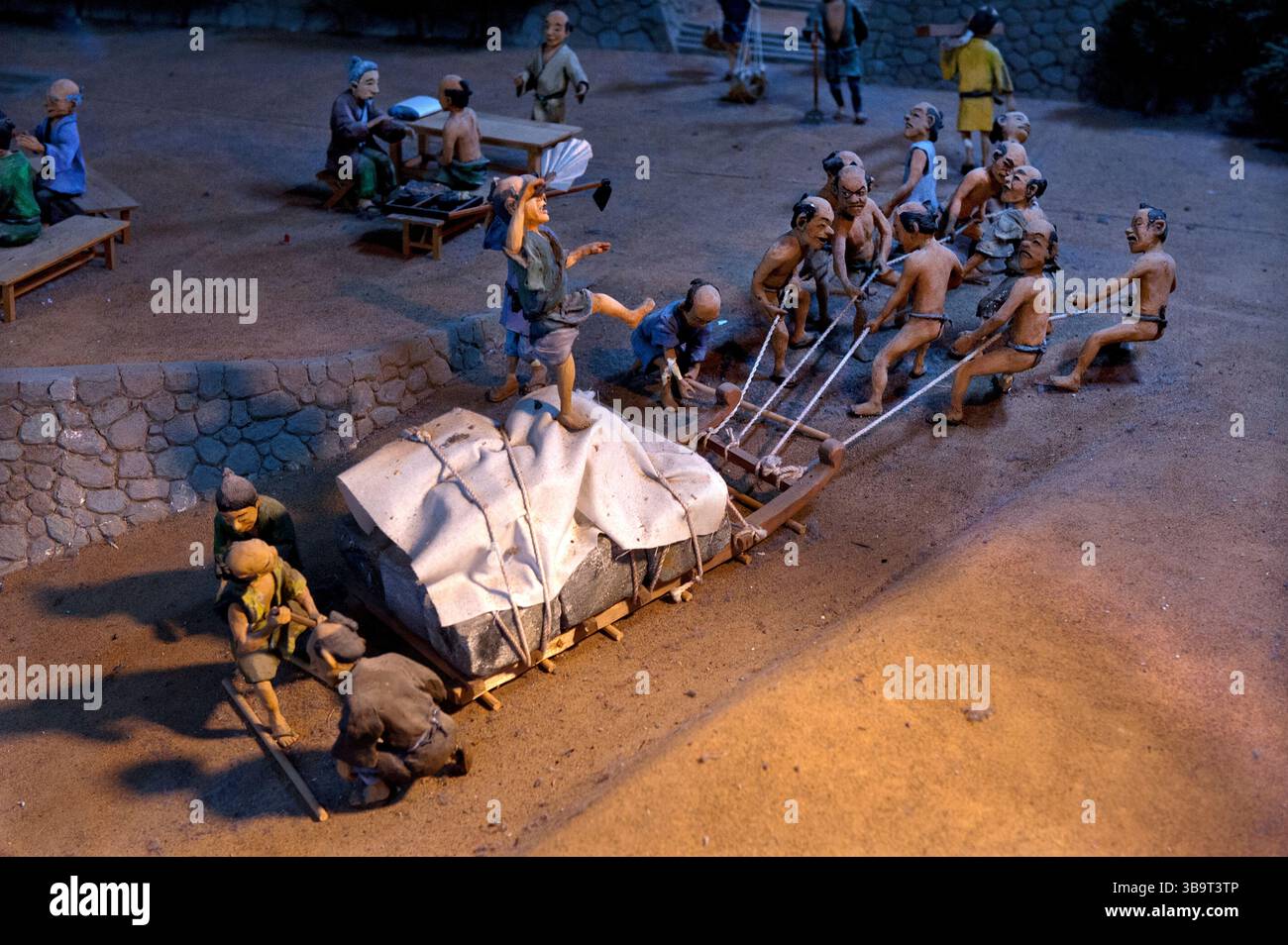 Miniature Japanese diorama model depicting the construction of Kochi ...