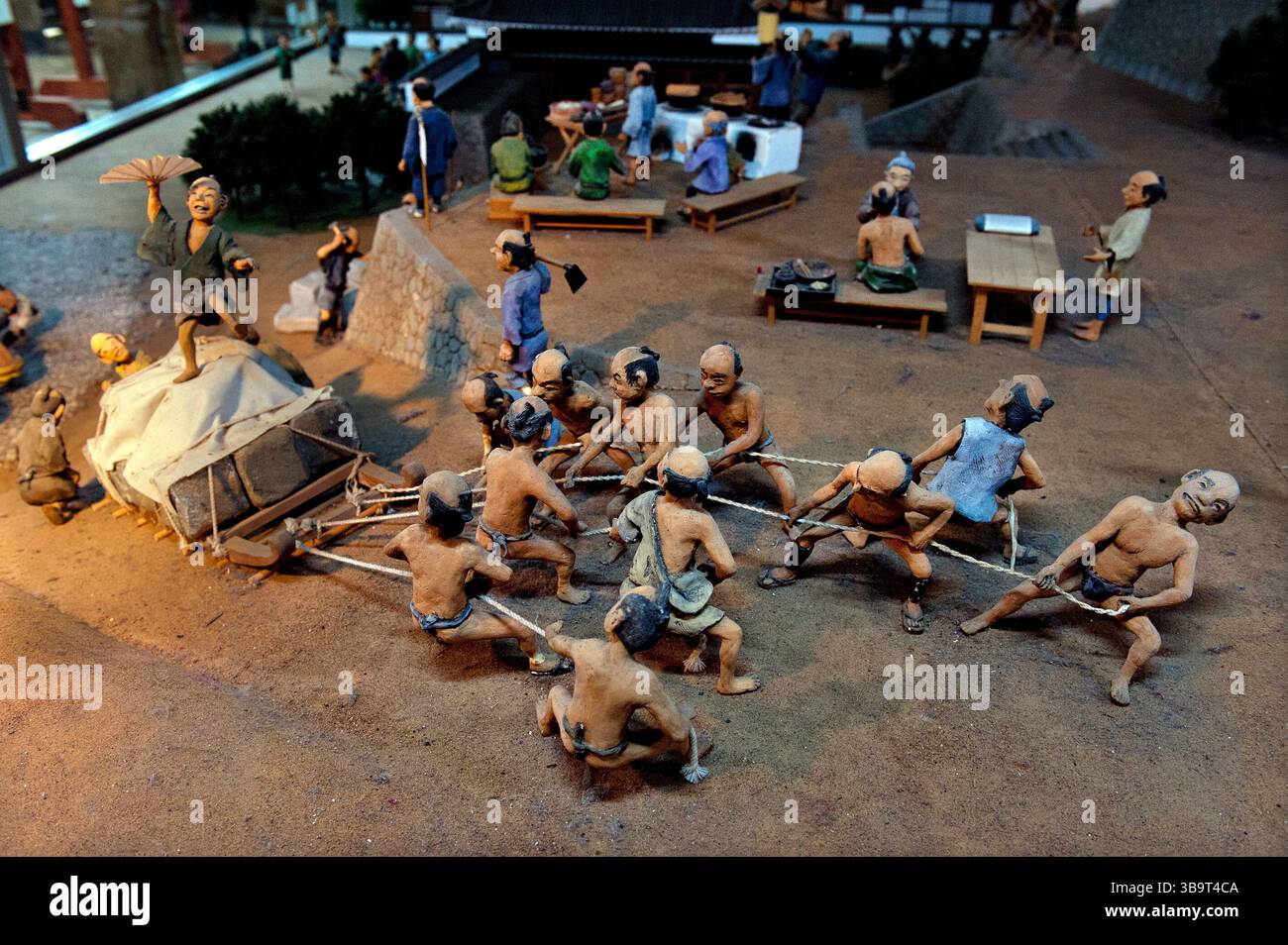 Miniature Japanese diorama model depicting the construction of Kochi ...