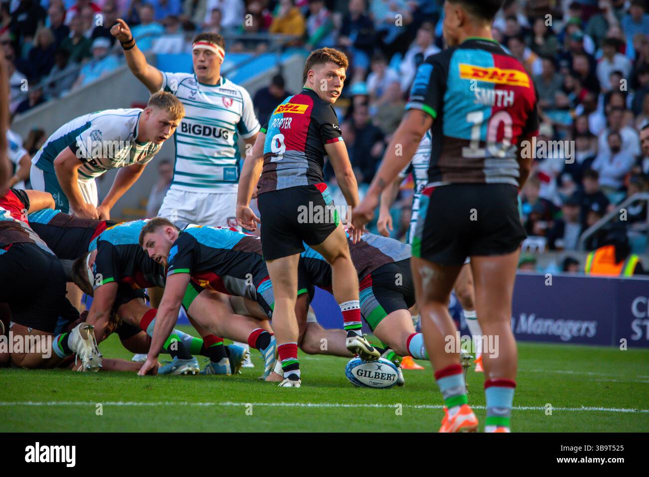 London, UK, 10th May 2025 Harlequins scrum half Will Porter looks over ...