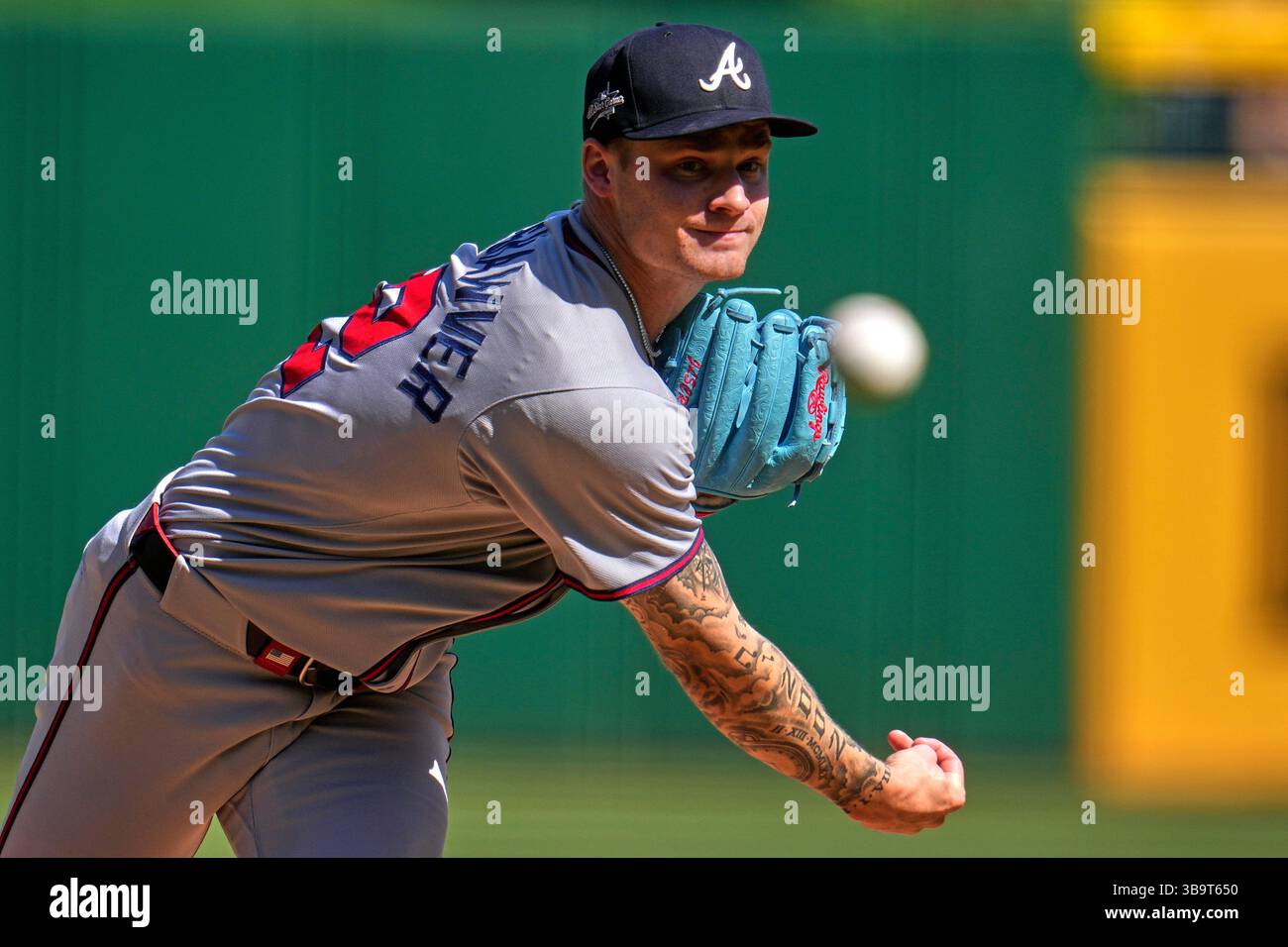 Atlanta Braves pitcher AJ Smith-Shawver delivers during the first ...