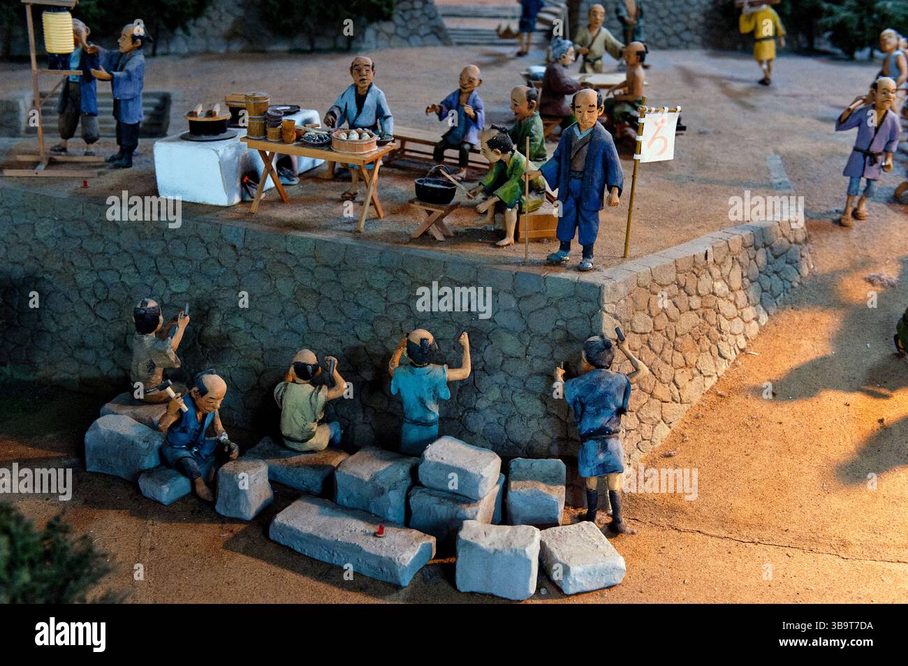 Miniature Japanese diorama model depicting the construction of Kochi ...