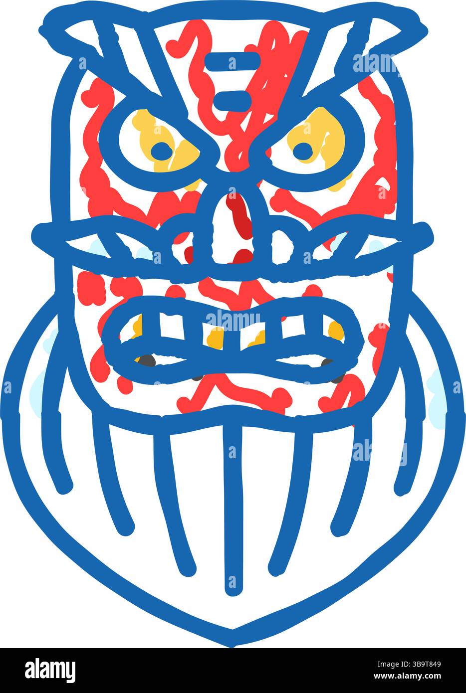 kagura dance mask shintoism icon doodle illustration Stock Vector Image ...