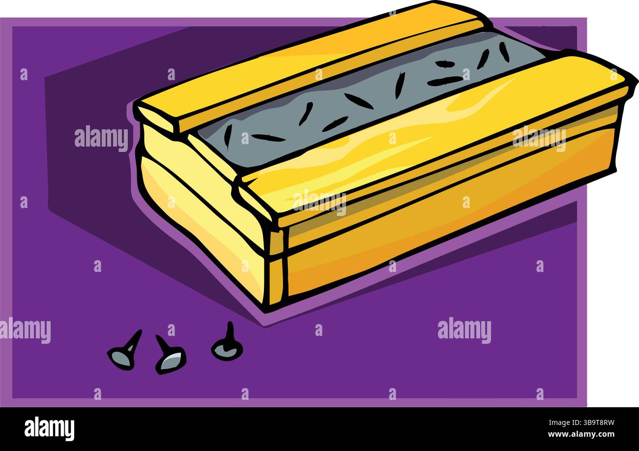 vector illustration of box wooden contain nails in cartoon style Stock ...
