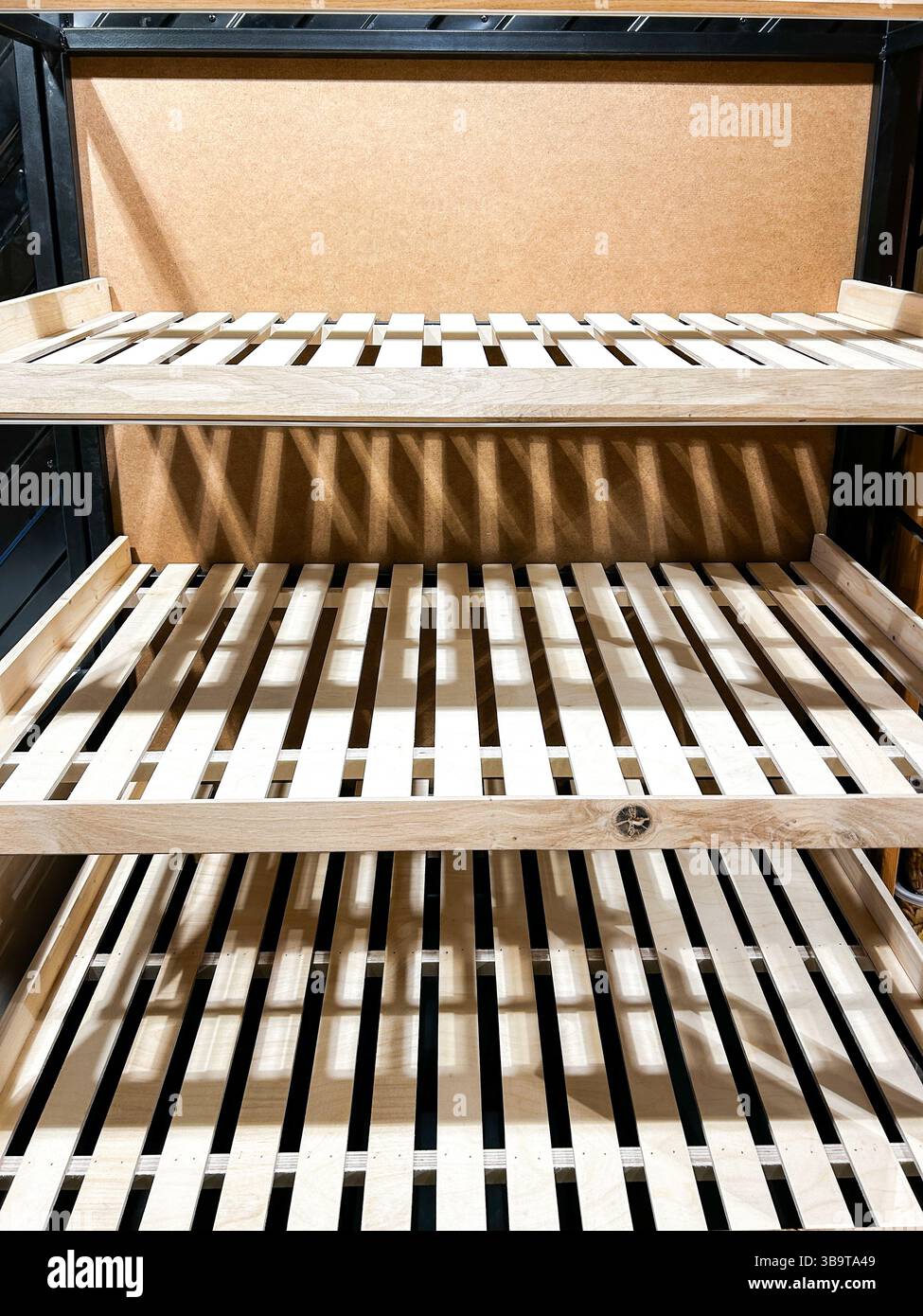 Shopping Absence. Deserted store shelves with no groceries Stock Photo ...