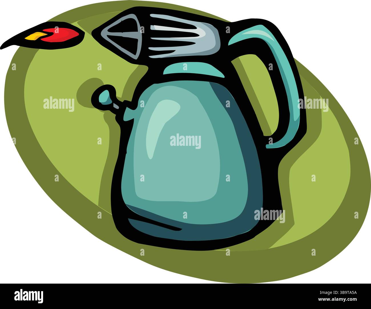 An abstract vector illustration shows a blowtorch with flame for ...