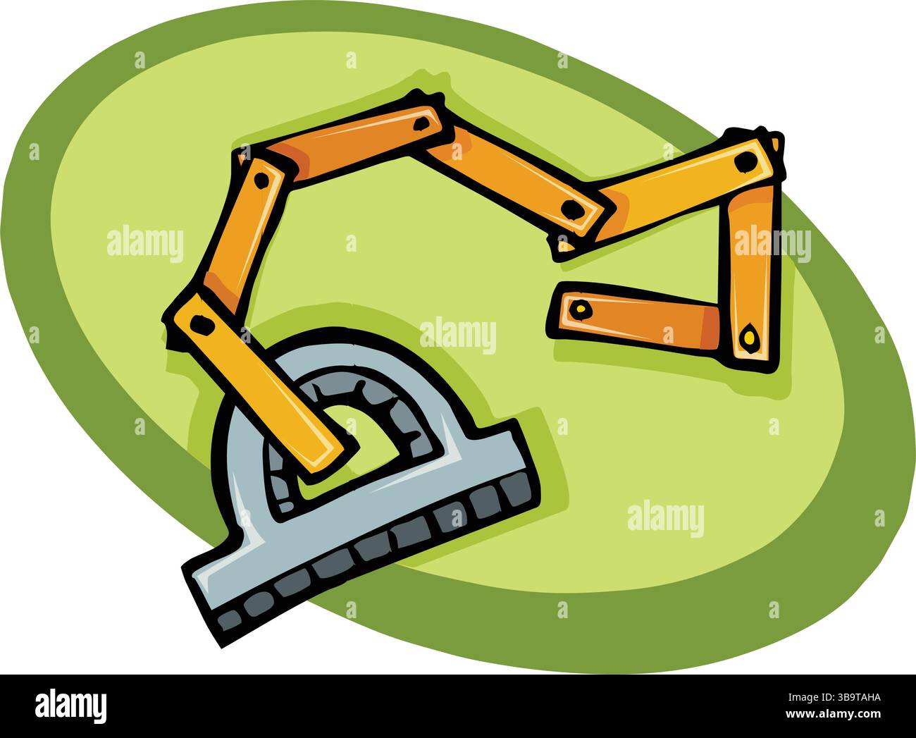 An abstract vector illustration shows a ruler and protractor in a ...