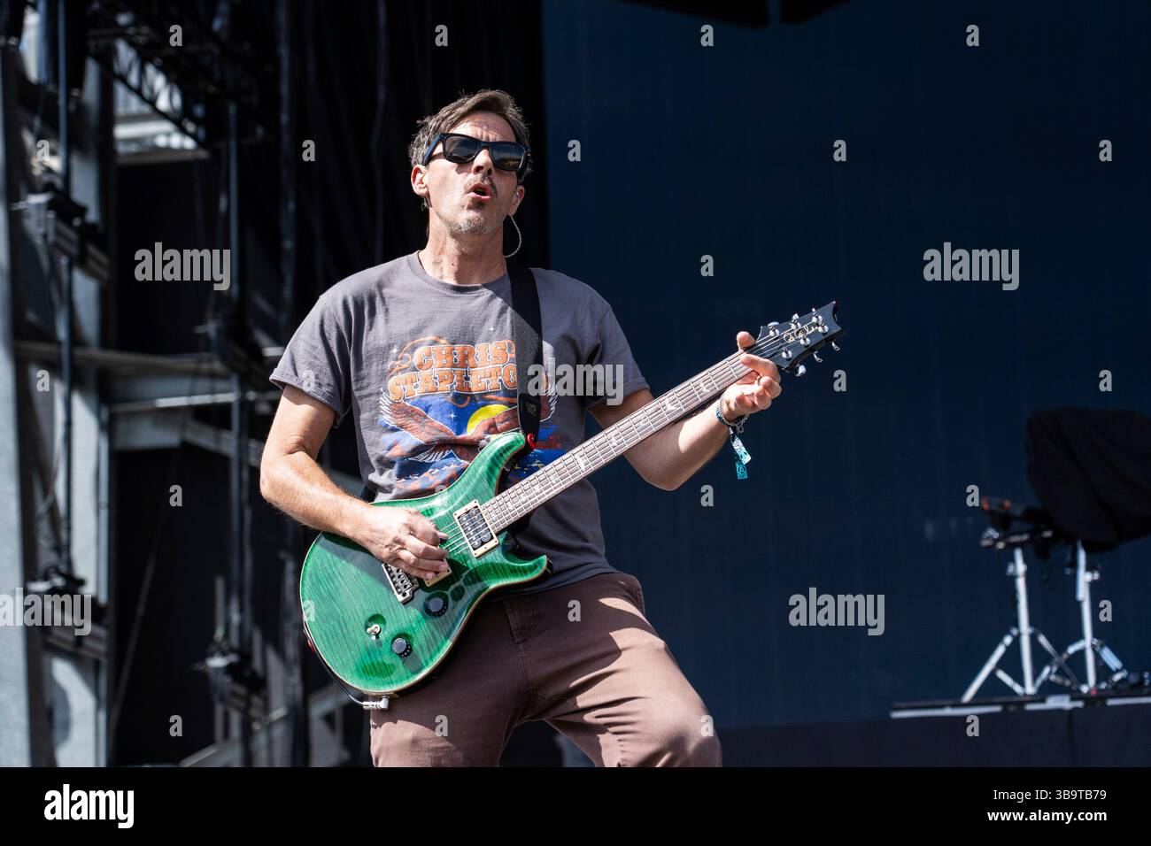 Dan Estrin of Hoobastank performs during Sonic Temple Art and Music Festival on Saturday, May 10 ...