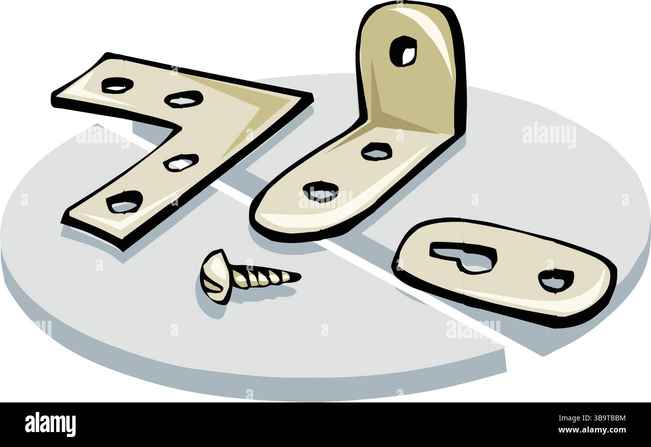 An abstract vector illustration shows a various metal angle brackets ...