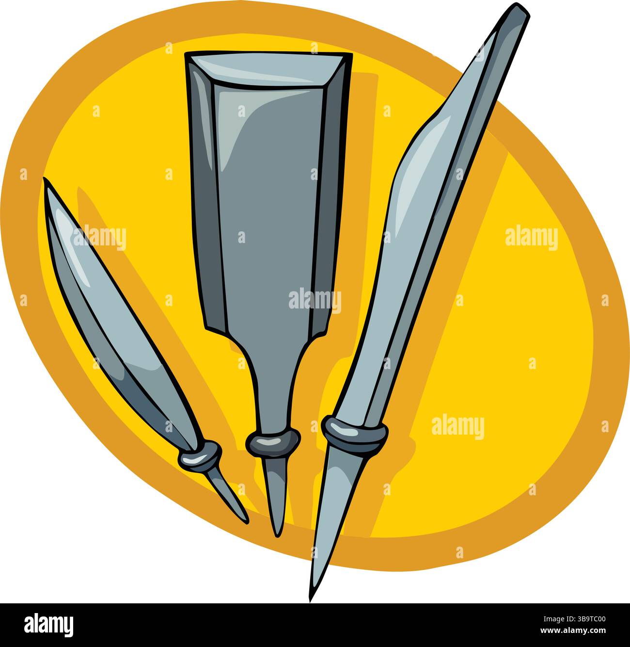 An abstract vector illustration shows a set of hand chisels tool in ...