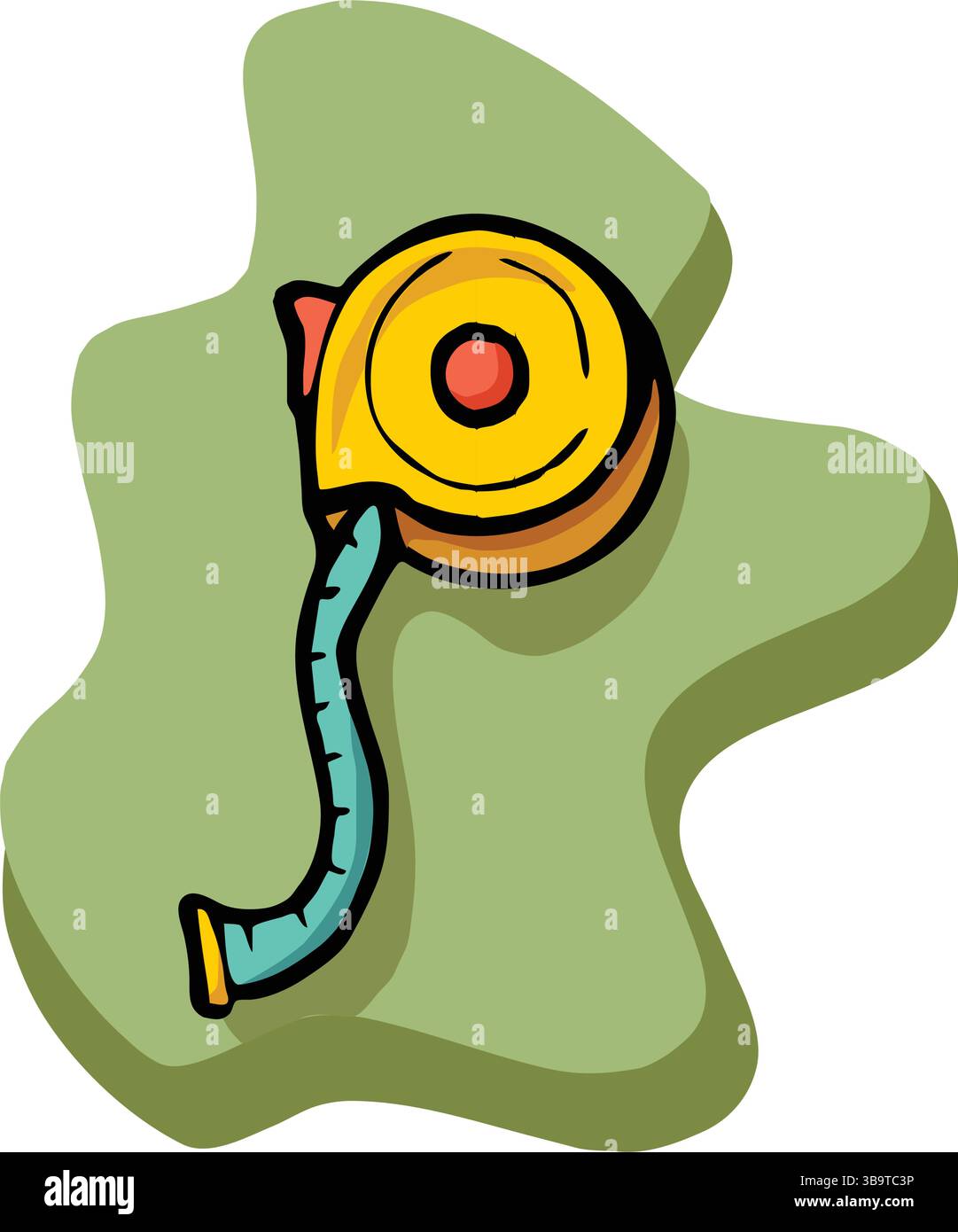 An abstract vector illustration shows a measuring tape tool in cartoon ...