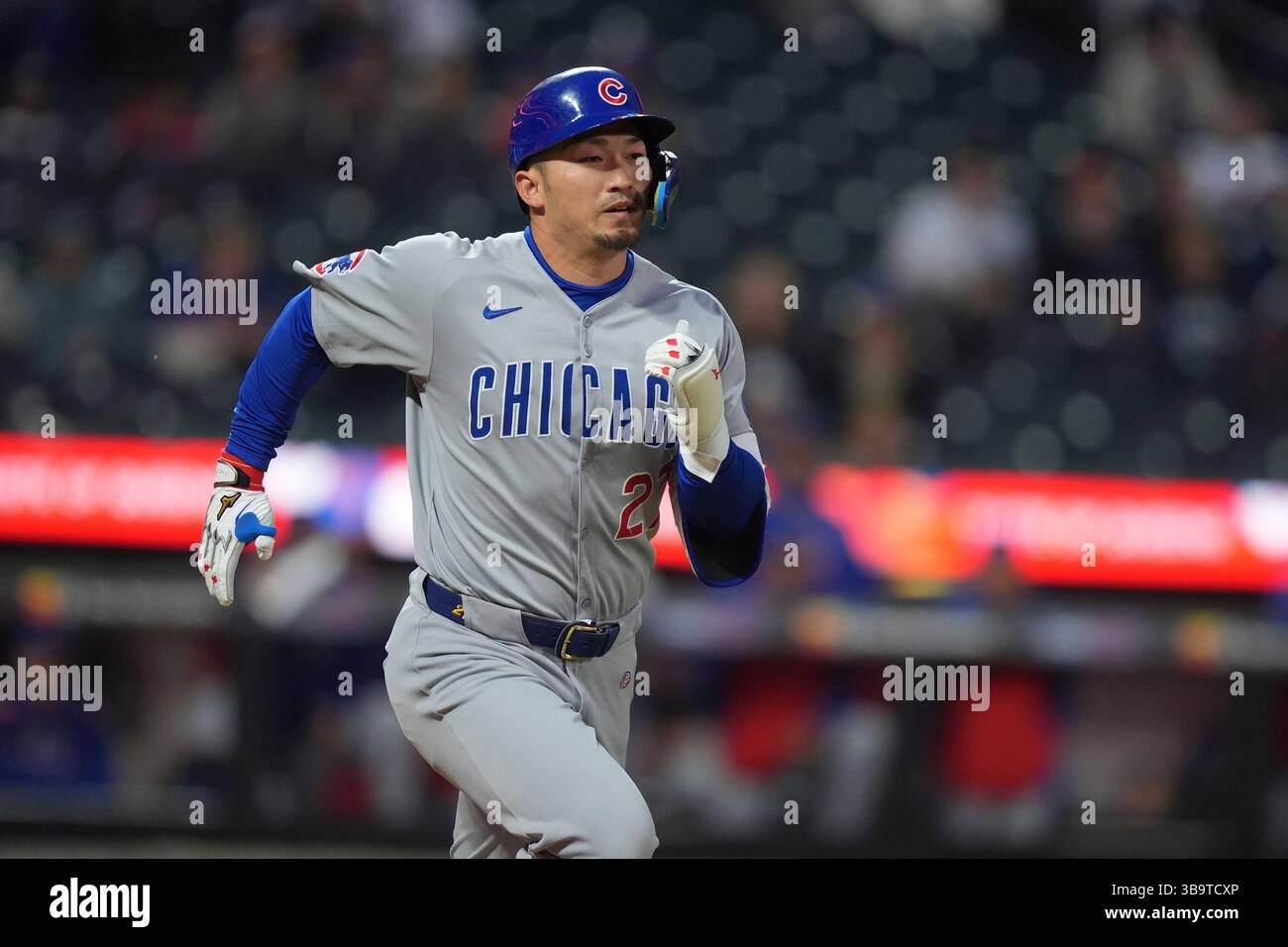 Chicago Cubs' Seiya Suzuki (27), of Japan, during the first inning of a ...