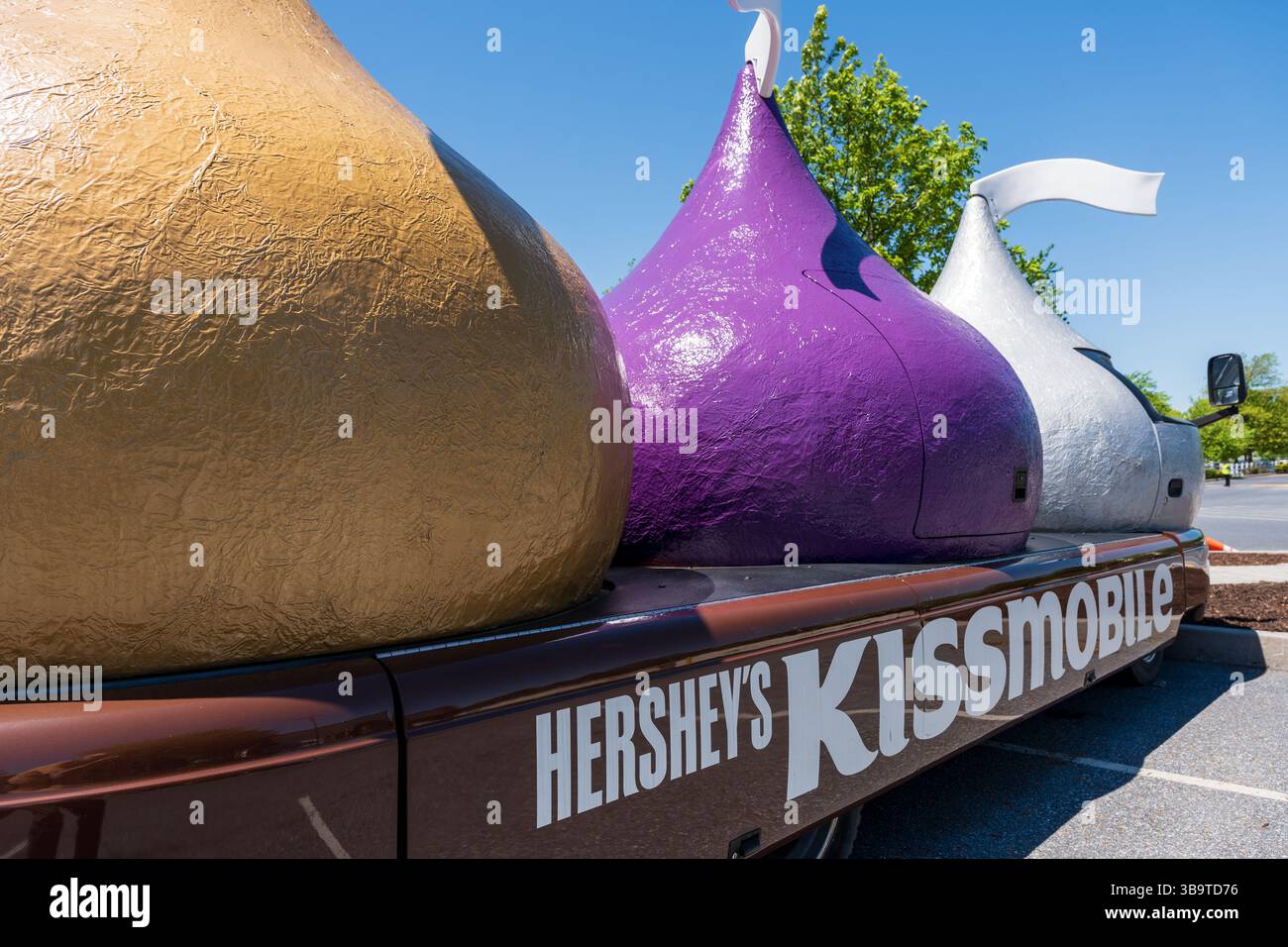 Hershey, PA USA - May 10, 2025 The Hershey Kissmobile stands parked at ...