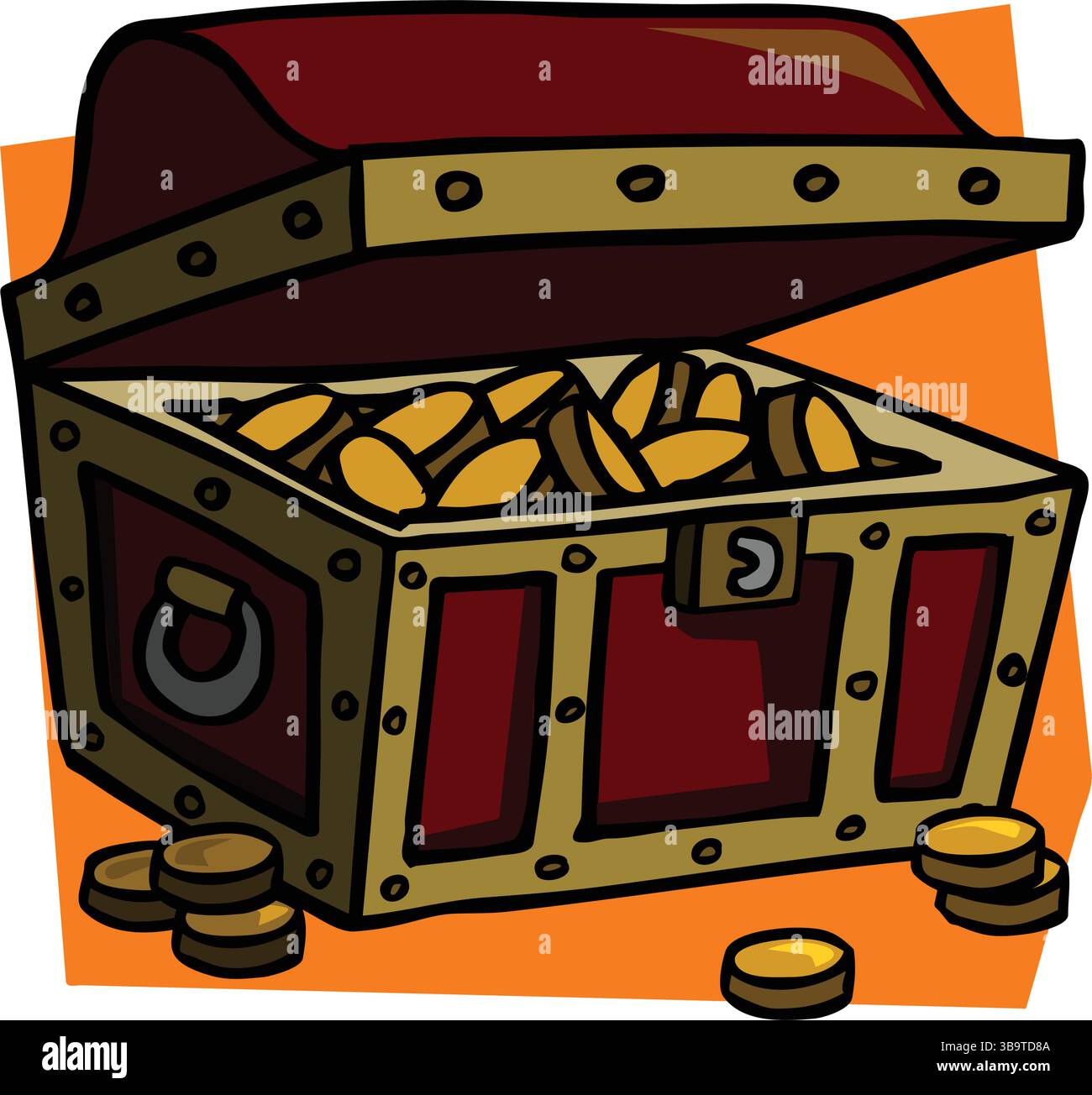 An abstract vector illustration shows a container gold treasure or ...
