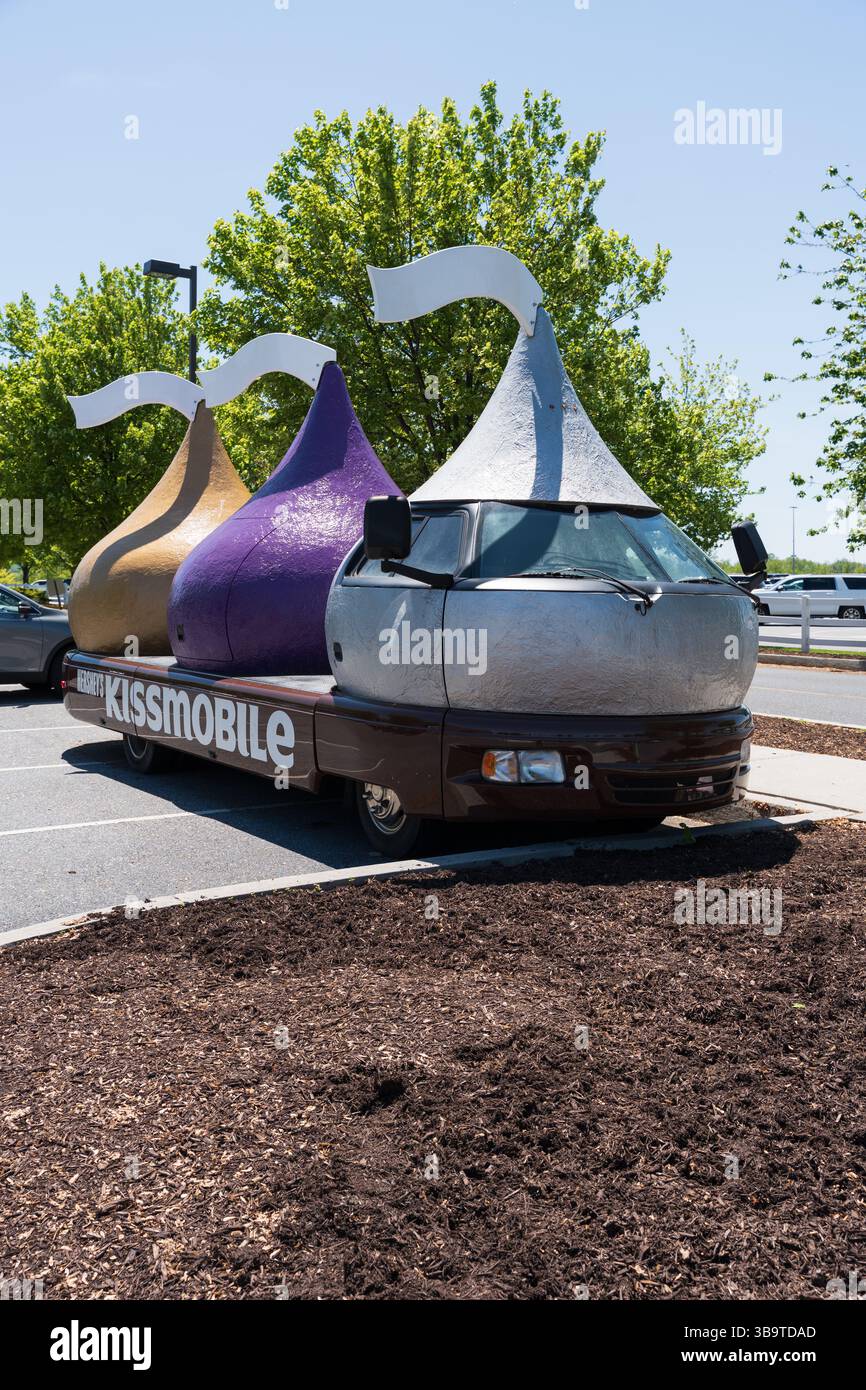 Hershey, PA USA - May 10, 2025 The Hershey Kissmobile stands parked at ...