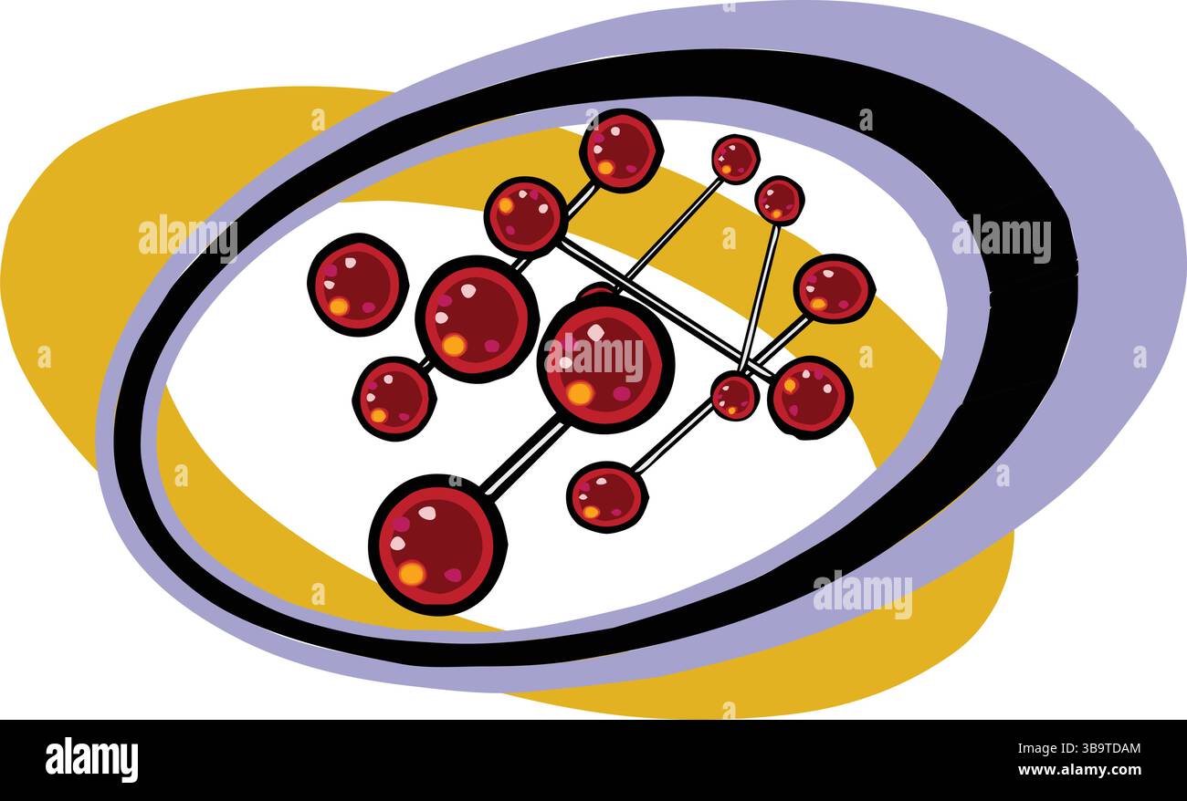 An Abstract Vector Illustration Shows A Cluster Of Red Spheres Connected By Lines Resembling A