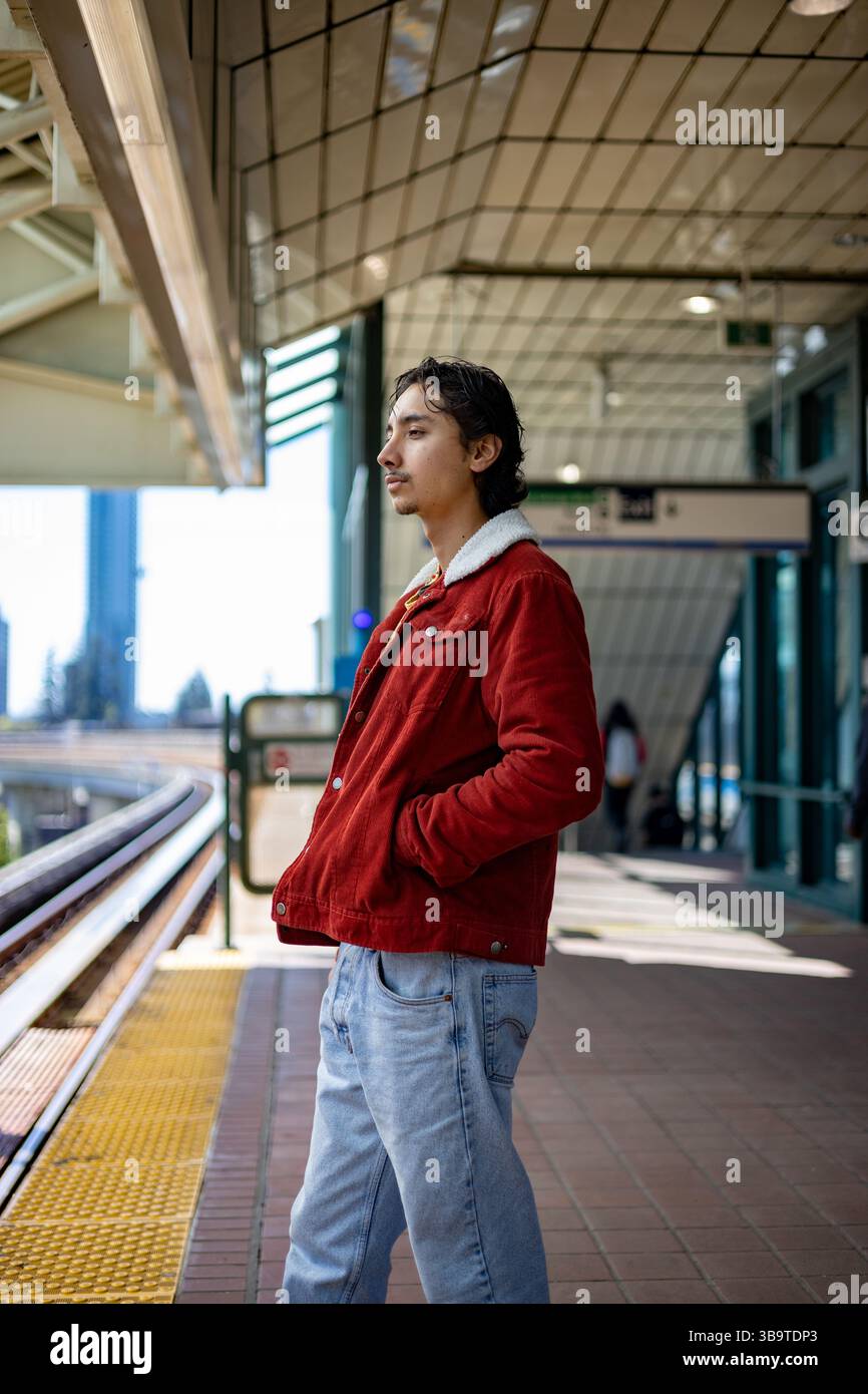 Mr. Pablo waiting for the train at the station with a big smile Stock ...