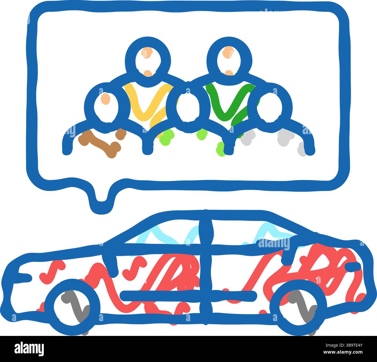 carpooling environmental icon doodle illustration Stock Vector Image ...